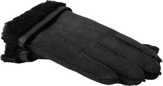 Dolce & Gabbana Mens Black Leather Fur Short Hands Gloves Calf