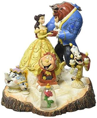 Disney Enesco 4031487 La Belle et la Bête Bois Sculpté Résine 19 cm Jaune