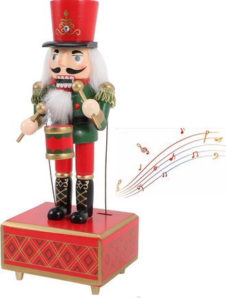 Cabilock Weihnachts Nussknacker Musikbox Holz 12 Zoll Handgefertigte Spieluhr Dekoration F&uuml;r Tisch Fensterbank Und Geschenk
