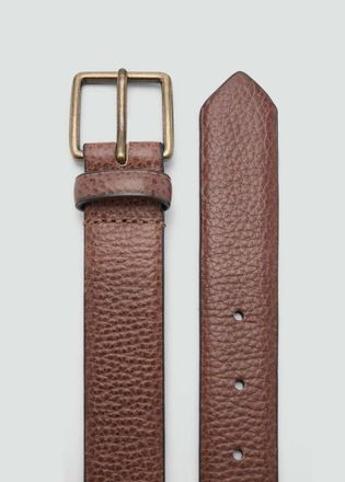 Mango Ceinture cuir grain&eacute; marron moyen - Homme - 100 - MANGO MAN