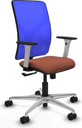 Piqueras y Crespo B&uuml;rostuhl mit wei&szlig;en und schwarzen Armlehnen, h&ouml;henverstellbare Lendenwirbelst&uuml;tze, ausgestattet mit Sincro 3 Positionen und Schneideschaum, Blau/Brau