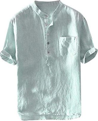 Generic Chemise boutonn&eacute;e &agrave; manches courtes pour homme - Chemise de plage d&eacute;t&eacute; d&eacute;contract&eacute;e pour les vacances et les f&ecirc;tes, Vert, 3XL