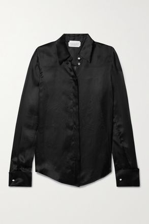 Gabriela Hearst Chemise En Organza De Soie À Perles Horus - Noir