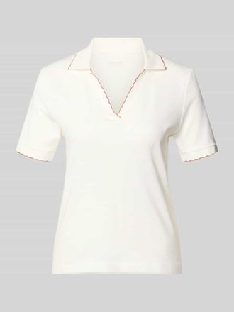 Marc Cain Slim Fit Poloshirt mit Wellensaum und V-Ausschnitt