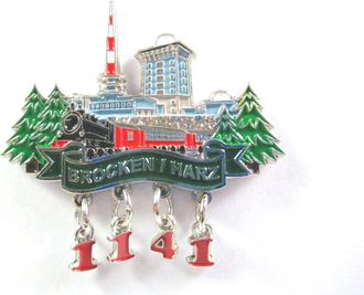 Generic Harz Magnet Metall Souvenir Germany Brocken 4 Anhänger 1141 mtr. Mittelgebirge