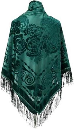 Generic Poncho Femme Hiver Chaud Chale Femme Hiver Chaud Cape Femme Effet enveloppant Ch&acirc;le Velours Jacquard Carr&eacute; R&eacute;tro Franges Style Qipao Tr&egrave;s