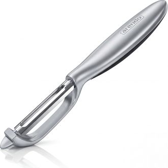 Arendo Sparsch&auml;ler Edelstahl - Kartoffelsch&auml;ler breit - zweischneidig - Pendelklinge - mit Ausstecher - Kartoffeln Gem&uuml;se Karotten - f&uuml;r Links- und Rechtsh&auml;n