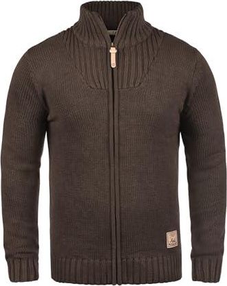 Solid SDPoul Homme Veste en Tricot Cardigan Pull à Mailles épaisse avec col Montant Regular Fit, Taille:XL, Couleur:Coffee Bean Melange (8973)