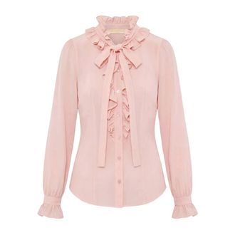 Ulla Johnson Blouse &agrave; manches longues en soie Catroux - Femme - Blouses et Chemises - Rose - Taille: 42 FR