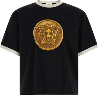 Versace Schwarzes Baumwoll-T-Shirt