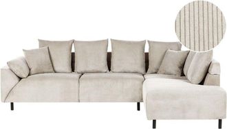 Beliani Ecksofa 4-Sitzer LUNNER Cord Beige linksseitig