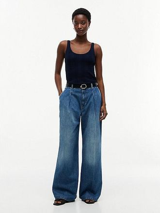 Tommy Hilfiger Jean &agrave; jambe ample et pinces taille mi-haute