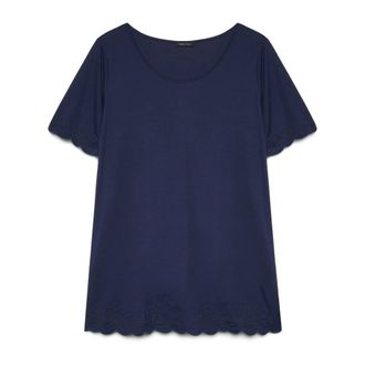 Fiorella Rubino Jersey-T-Shirt mit Stickereidetails - - Blouses & Shirts - Damen - Blau - L
