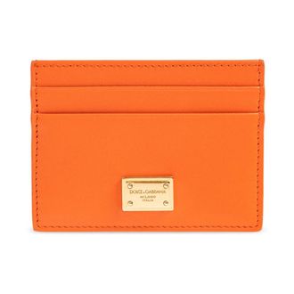 Dolce & Gabbana Femme, Accessoires, Orange, Taille: ONE Size Porte-cartes en cuir de veau