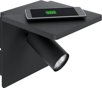 Eglo LED-Wandleuchte Ciglie, 98263 schwarz, 4,5 w, 3000 k, QI-charger - Eglo