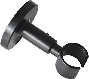 Gardinia Deckenträger für Gardinenstange, Mit Metallmontageplatte, 1-läufig, Offen, Inkl. aller Montage-Teile, Serie Chicago, Ø 20 mm, Schwarz-matt