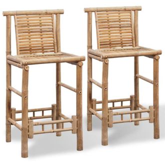vidaXL Vidaxl - Lot de 2 tabourets de bar en bambou - Hauteur dassise 70 cm - Dimensions 53 x 45 x 102 cm - Conception robuste et &eacute;l&eacute;gante