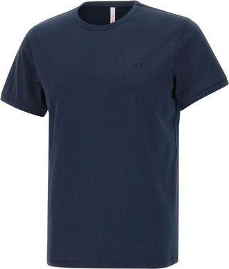 Sun 68 Homme, Tops, Bleu, Taille: XL T-shirt en coton avec logo brod&eacute;