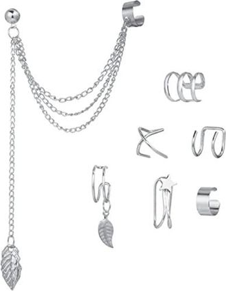 Generic 7 pcs Oreille Manchette Faux L&egrave;vre Helix Cartilage Clip sur Wrap Boucles doreilles Non Piercing Boucle doreille Ensemble de Bijoux pour Femmes Filles,