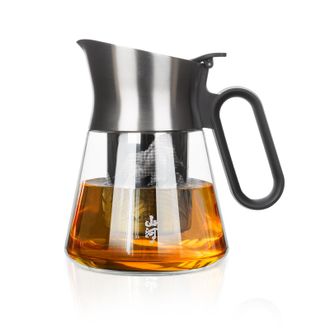 Zens Teekanne aus Glas mit Sieb, 500ml Design klein Teekanne Glas mit Edelstahl-Auslauf f&uuml;r Losen Tee Zubereitung, Ovalen Griff klar Dick Glasteekanne f&uuml;r 