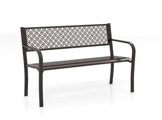 Giantex Banc de jardin en métal résistant aux intempéries - Banc dextérieur pour 2 personnes - Banc de balcon avec dossier et accoudoirs - Banc de balcon en m