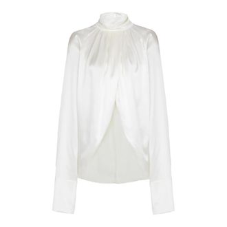 Balmain Seidenbluse mit Drapierung - - Blouses & Shirts - Damen - Wei&szlig; - S