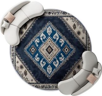 Generic Beige Tapis de Salon Rond 120 cm, Vintage Boh&egrave;me Marocain Tapis Chambre Antid&eacute;rapant Lavable, Ne Perd Pas Ses Poils Moelleux Moquette pour Chambre den