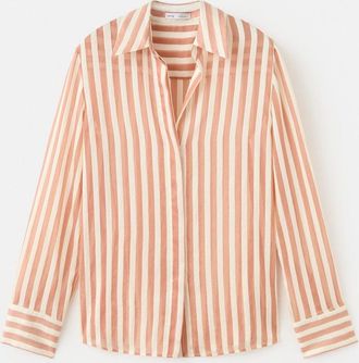 Mango Chemise Lyocell rayures marron - Femme - S - MANGO