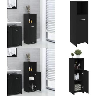 vidaXL Armoire de salle de bain Noir 30x30x95 cm Bois ding&eacute;nierie - Armoire De Salle De Bain - Meuble Salle De Bain - Rangement Salle De Bain - Commode