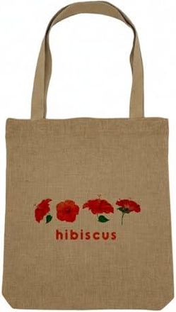 Fabulous Sac Shopping Tote Bag Aspect Lin - Hibiscus Rouge Fleurs Minimaliste Chic Amour - Sac de Courses Toile Epaisse 360g Beige Naturel Cabas Port&eacute; Epaule S