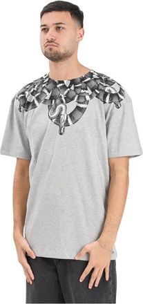 Marcelo Burlon Homme, Tops, Gris, Taille: S T-shirt &agrave; imprim&eacute; serpent