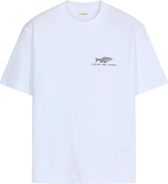 Closed Homme, Tops, Blanc, Taille: S T-shirt ras du cou avec imprim&eacute; sur le devant