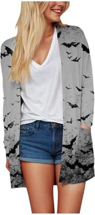 Generico Cardigan pour femme avec motif de Noël Haut à manches longues pour événements dhiver Pull polyvalent Cardigan long pour femme Carnaval avec devant ouv