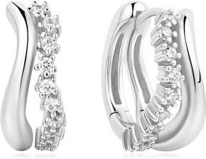 Ania Haie Miss TWINKEL Boucles doreilles créoles pour femme en argent sterling 925 serties de 20 zircons, taille : 16 mm, emballage cadeau inclus