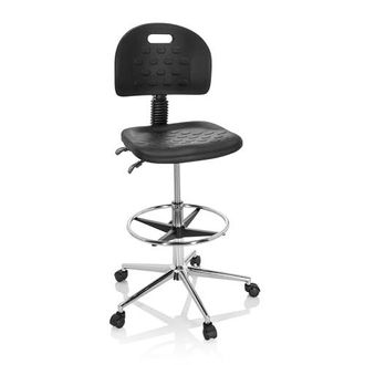 hjh OFFICE 830097 Tabouret de Travail Top Work 23 I Hauteur et Inclinaison du Dossier réglables, Mousse Rigide, Noir