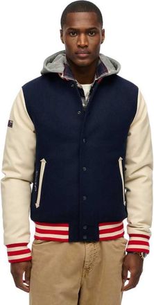 Superdry Herren College-Bomberjacke mit Kapuze Atlantik Marineblau XXL