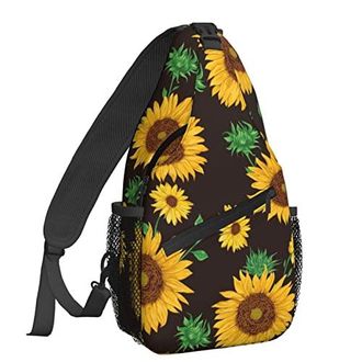 Generic Tournesols Jaune Sac &Agrave; Dos Bandouli&egrave;re Multifonctionnel Sling Bag Antivol Sac Poitrine Pour Homme Femme Camping