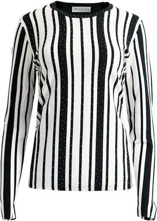 Passioni Strickpullover mit Streifen und Strassdetails