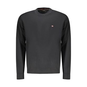 Napapijri Rundhalspullover mit Flaggen-Logo - - Knitwear - Herren - Schwarzk - XL