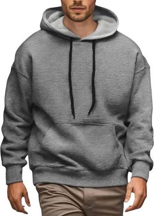 Generic 2026 Sweat &agrave; capuche uni pour homme, printemps et automne, coupe ample, manches longues, tendance, d&eacute;contract&eacute;, couleur unie, pour entra&icirc;nement int&eacute;ri