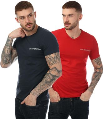 Emporio Armani T-Shirt für Herren(2er-Pack) (Marineblau/Rot)