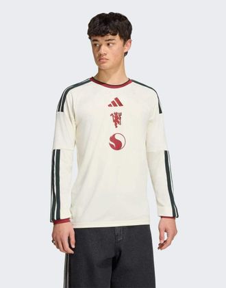 adidas Manchester United maillot third &agrave; manches longues en ivoire-Blanc