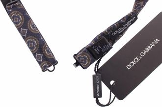 Dolce & Gabbana Mens Blue Silk Baroque Fantasi Tied Bow Tie Papillon Polyamide