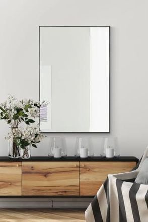 MirrorOutlet Großer schwarzer moderner Wandspiegel aus unserer Manhattan-Serie, 92 cm x 61,5 cm