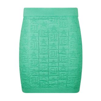 Balmain Monogramm Strickrock mit Sternen - - Skirts - Damen - Gr&uuml;n - XS