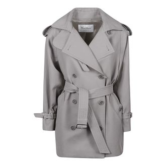 Max Mara Mxscacio Kurzer Baumwoll-Trenchcoat - - Coats - Damen - Grau - S