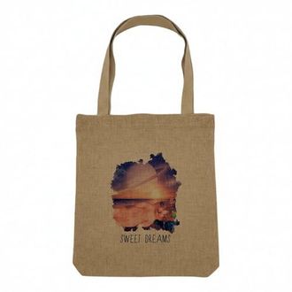 Fabulous Sac Shopping Tote Bag Aspect Lin - Chat Sweet Dreams Collage Surrealiste Vintage Illustration Art Humour Parodie Animal - Sac de Courses Toile Epaisse
