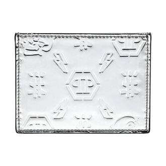 Philipp Plein Homme, Accessoires, Gris, Taille: ONE Size Mirror Leather Cards Holder Monogram