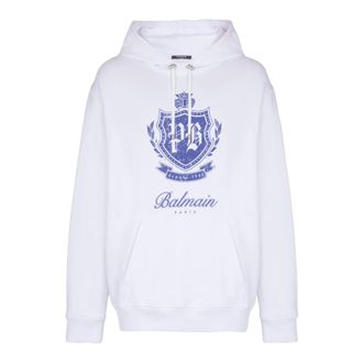 Balmain Coege-Kapuzenpuover mit aufgedrucktem Embem - - Sweatshirts & Hoodies - Herren - Wei&szlig; - S