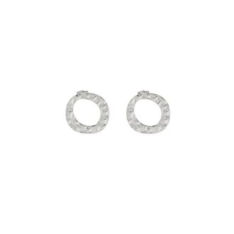 Dansk Copenhagen SOL Waterproof Silver Stainless Steel Post Earrings - Hammered Finish - Femme - Accessoires - Gris - Taille: ONE Size
